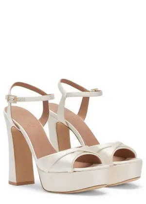MALONE SOULIERS Keaton 125 Satin Platform Sandals - Ivory