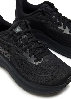 HOKA® Clifton 10 Mesh-knit Sneakers - Black