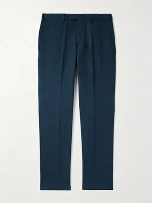 Thom Sweeney Straight-leg Cotton-twill Trousers - Blue