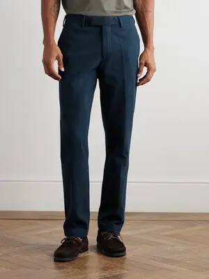 Thom Sweeney Straight-leg Cotton-twill Trousers - Blue