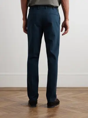 Thom Sweeney Straight-leg Cotton-twill Trousers - Blue