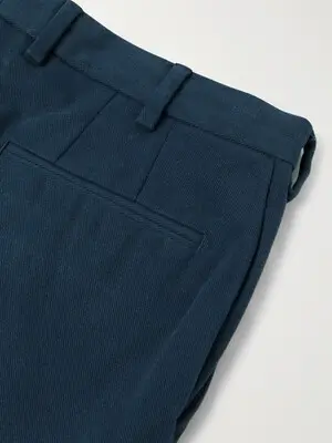 Thom Sweeney Straight-leg Cotton-twill Trousers - Blue
