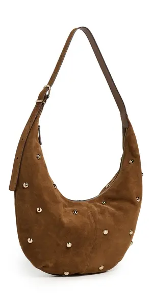 Madewell The Essential Curve Shoulder Bag In Studded Suede - Dried Acorn