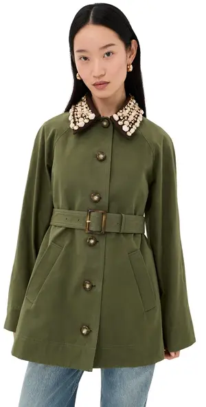 Veronica Beard Langham Dickey Coat - Stone Army