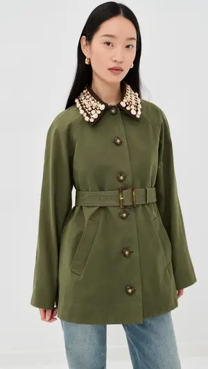 Veronica Beard Langham Dickey Coat - Stone Army
