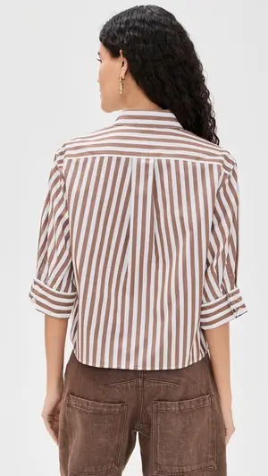 Rag & Bone Lucia Stripe Poplin Shirt - Brwst