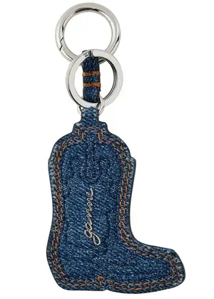 GANNI Western Boot Denim Keyring - Navy
