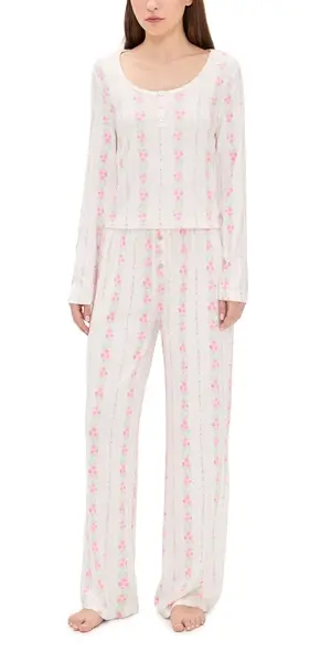 PJ Salvage Roses Are Pink Pajama Set - Ivory