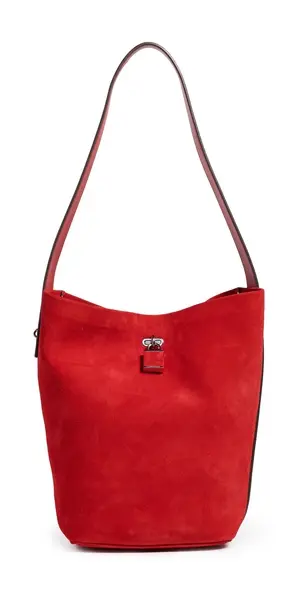 Tory Burch Suede Slim Bucket Bag - Red