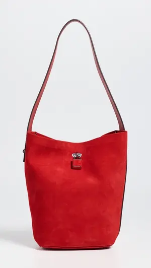 Tory Burch Suede Slim Bucket Bag - Red