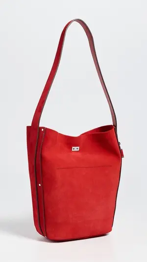 Tory Burch Suede Slim Bucket Bag - Red