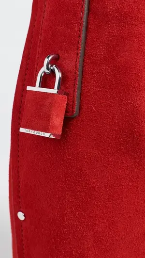 Tory Burch Suede Slim Bucket Bag - Red