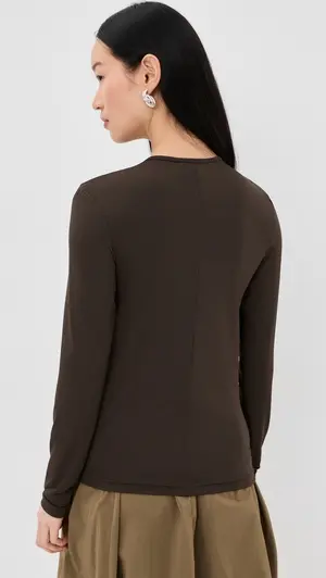 Tibi Stretch Lightweight Tech Knit Crewneck Pullover T-shirt