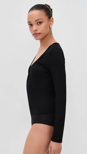 L'Agence Cassandra Long Sleeve Bodysuit - Black