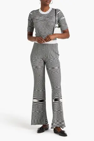Missoni Spacedyed Ribbed Silk Flare Pants - White