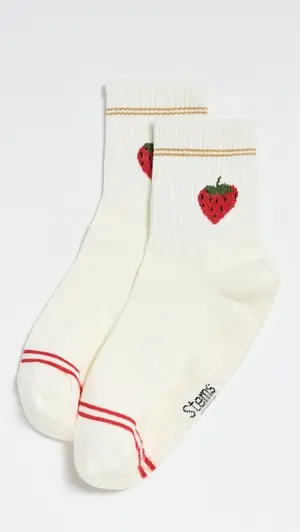 STEMS Strawberry Grip Crew Socks