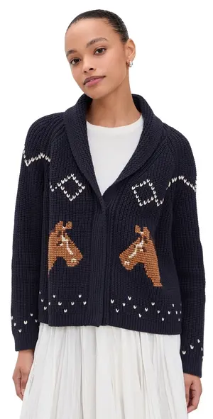 The Great. The Horse Lodge Cardigan - Navy