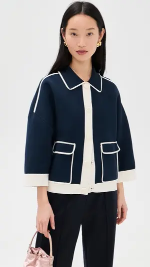 Essentiel Antwerp Jugly Knit Cardigan - Classic Navy