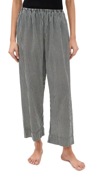 The Great. The Easy Sleep Pants - Black & Cream Crew Stripe