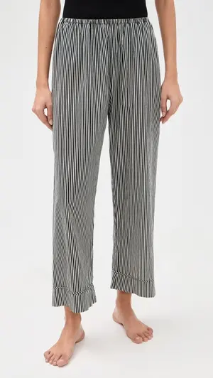 The Great. The Easy Sleep Pants - Black & Cream Crew Stripe