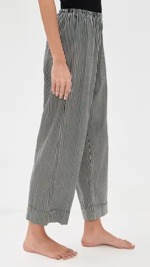 The Great. The Easy Sleep Pants - Black & Cream Crew Stripe