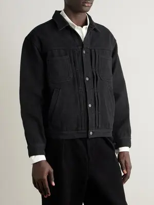 Blue Blue Japan Pleated Textured-cotton Trucker Jacket