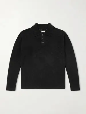 BODE Anisette Pointelle-knit Cotton Polo Shirt - Black