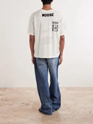 BODE Camp Crest Printed Cotton-jersey T-shirt - Neutrals