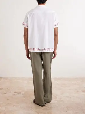 BODE Cherry Lane Camp-collar Embroidered Cotton-poplin Shirt