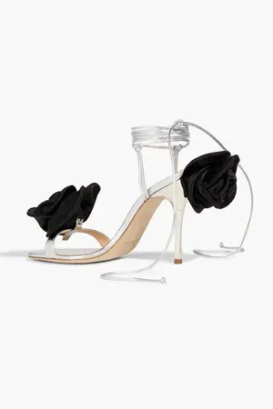 Magda Butrym Floral-appliquéd Metallic Leather Sandals - Silver