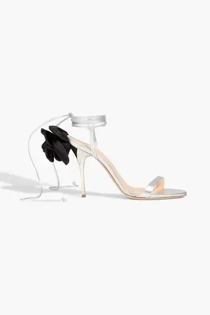 Magda Butrym Floral-appliquéd Metallic Leather Sandals - Silver