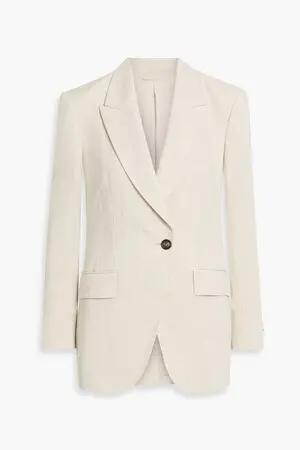 Brunello Cucinelli Metallic Linen-blend Blazer - Ecru