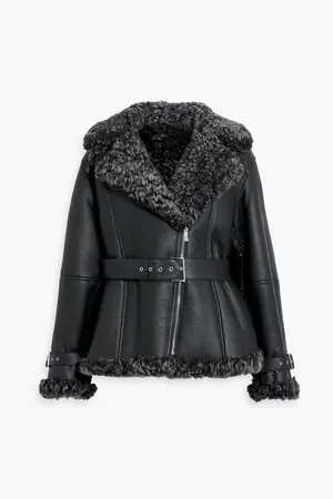 Alberta Ferretti Belted Shearling Jacket