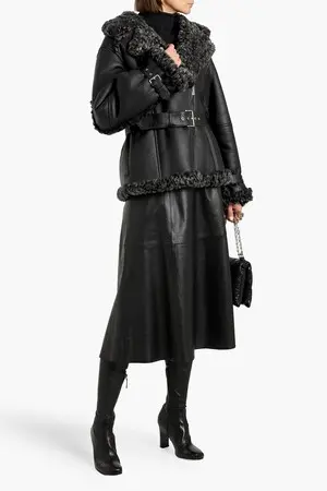 Alberta Ferretti Belted Shearling Jacket