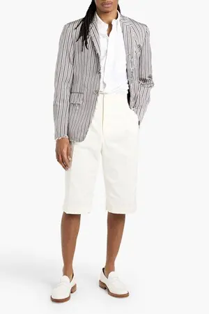Thom Browne Frayed Striped Silk And Cottonblend Faille Blazer