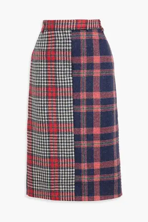 Thom Browne Checked Wool-tweed Midi Skirt
