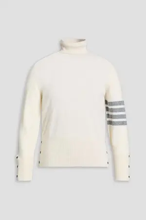 Thom Browne Striped Cashmere Turtleneck Sweater - Ivory