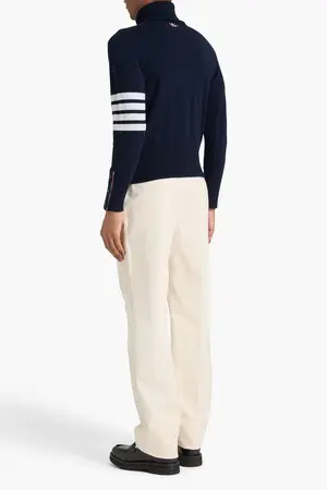 Thom Browne Striped Cashmere Turtleneck Sweater - Midnight Blue