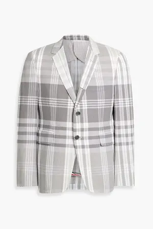 Thom Browne Checked Cotton Blazer - Light Gray