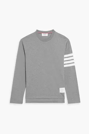 Thom Browne Striped Cottonjersey Tshirt Gray