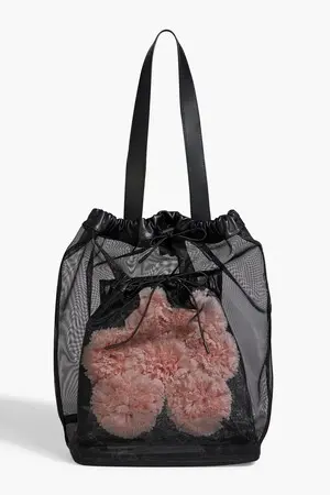 Simone Rocha Carnation Floral-appliquéd Mesh Tote