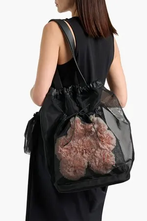 Simone Rocha Carnation Floral-appliquéd Mesh Tote