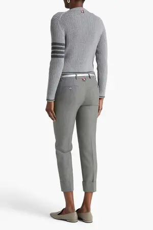 Thom Browne Cropped Grain De Poudre Wool Tapered Trousers