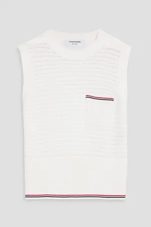 Thom Browne Open-knit Cotton Vest - White