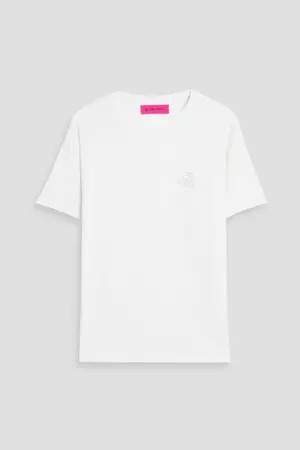 THE ELDER STATESMAN Embroidered Cotton And Cashmereblend Tshirt