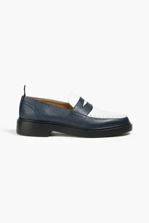 Thom Browne Two-tone Pebbled-leather Penny Loafers