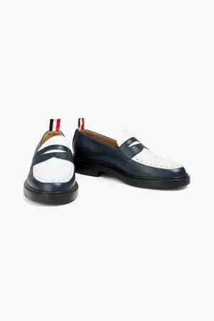 Thom Browne Two-tone Pebbled-leather Penny Loafers