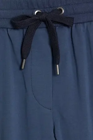 Brunello Cucinelli Bead-embellished Terry Track Pants - Navy