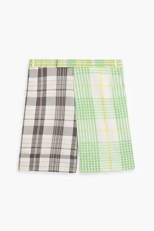 Thom Browne Checked Cottontweed Shorts - Light Green