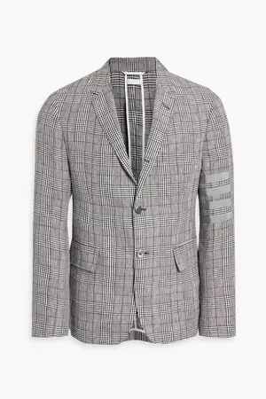 Thom Browne Prince Of Wales Checked Linentweed Blazer - Black